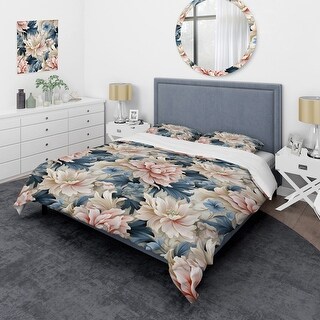 Designart "Pinka Nd Blue Damask Marigold Oasis" Pink Damask bedding set ...