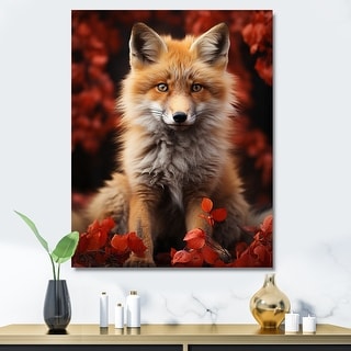 Designart "Fox Portrait In Autumn II" Animals Fox Canvas Wall Art - Bed ...