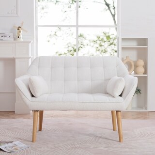 Comfy Loveseat Sofa - Iron Frame & Rubber Wood Legs for Small Living ...