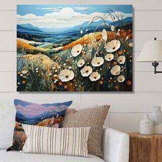 Designart "Cool And Calming Flower Blooming Fields IV" Flower Wall Art ...