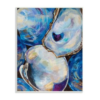 Stupell Expressive Coastal Seashells Abstract Mussel Clam Painting Wood ...