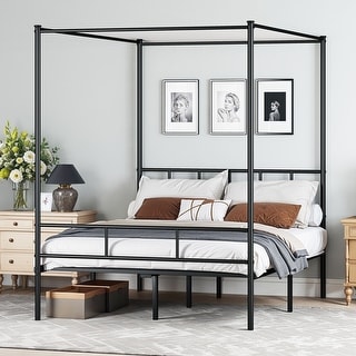 Queen Bed Frame Metal Canopy Four Poster Bed Frame - Bed Bath & Beyond ...
