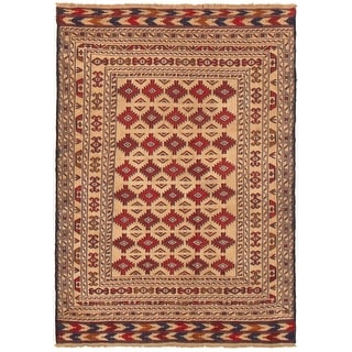 ECARPETGALLERY Flat-weave Shiravan SMK Light Khaki Wool Tapestry Kilim ...