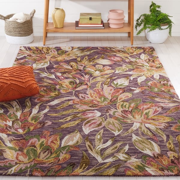 SAFAVIEH Handmade Blossom Jetchka French Country Floral Wool Rug - Bed ...