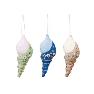 Felt Shell Ornaments A/3 - Blue - Bed Bath & Beyond - 40385047