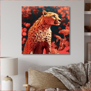 Designart "Pink Floral Cheetah" Animals Cheetah Wall Decor - Bed Bath ...