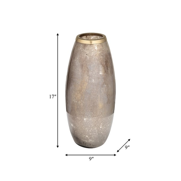 Glass 18" Vase With Metal Ring, Champagne, Cylinder, 17"H, Solid Color ...