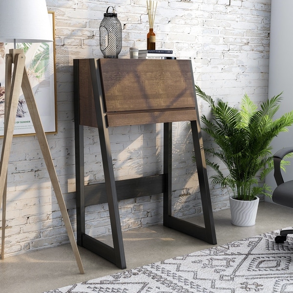 Furniture of America DOL Contemporary 26 inch Wood Compact Computer Desk by White Oak Wood Finish