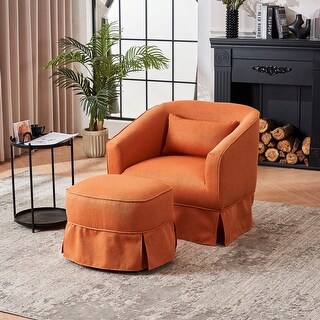 Classic Round Barrel Chairs Swivel Barrel Chair With Ottoman - Bed Bath ...