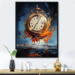 Designart "Surrealism The Dali Watch II" Surrealism Framed Wall Decor ...