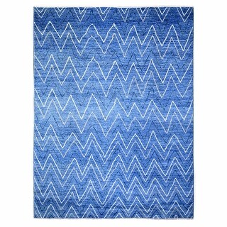Shahbanu Rugs Steel Blue Boujaad Moroccan Berber Zig Zag Chevron Design ...