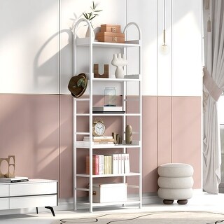 6-Tier Bookshelf with Round Top Frame for Display - Bed Bath & Beyond ...
