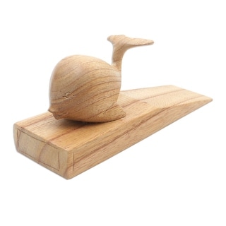Novica Handmade Little Whale Wood Door Stop - Bed Bath & Beyond - 37824604