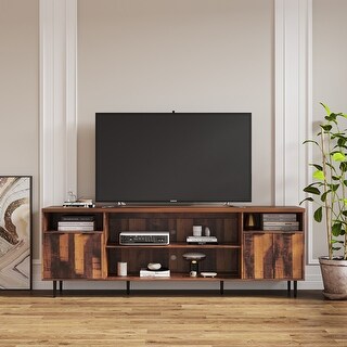 TV Stand for 75" Flat Screen Wood TV Table Media Console with Storage ...