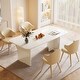 Modern Dining Table for 4-6 People, 63" Large Rectangle Kitchen Table ...