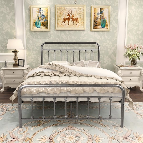 Vintage Victorian Style Metal Platform Bed Frame - Bed Bath & Beyond ...
