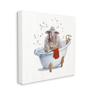 Stupell Shaggy Sheep in Bubble Bath Playful Farm Animal Canvas Wall Art ...