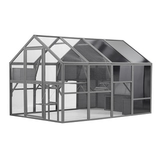 Outdoor Patio Wooden Large Cat House Cat Enclosure Large Cat Run House ...