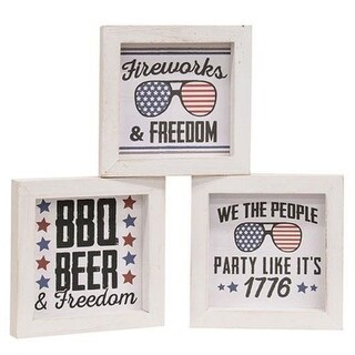 Party Like It's 1776 Mini Square Frame 3 Assorted - White - 4” x 4” and ...