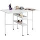 Craft Table with Storage Shelves, Mobile Folding Cutting Table for Home ...