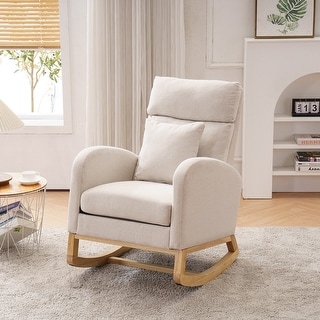 High Back With Headrest Solid Wood Indoor Rocking Chair - Bed Bath ...