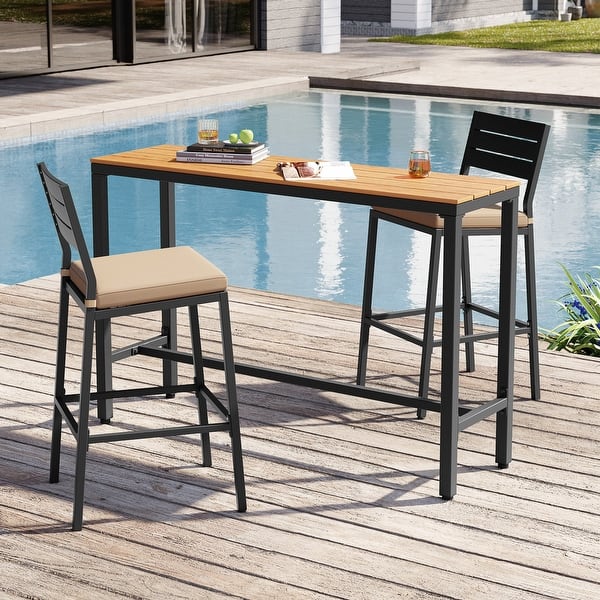 Patio Outdoor Bar Table Counter Height Rectangle Black or Brown - See ...