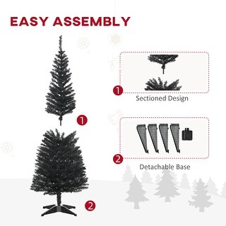 5ft/6ft/7ft Artificial Pencil Christmas Tree, Space-Saving Design with ...