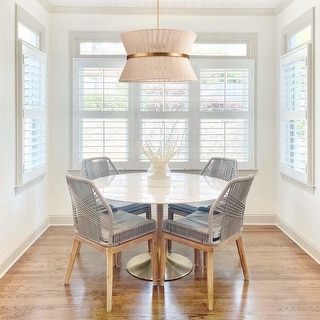 8-Light Patinaed Brass/ Bleached Natural Rope Woven Fabric Tapered ...