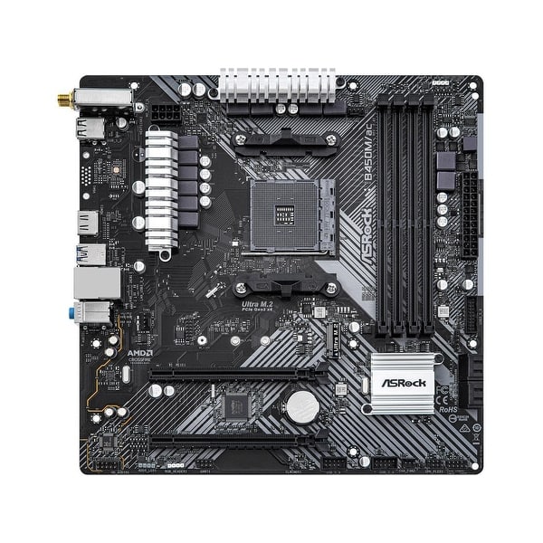 ASRock B450M/AC R2.0 AM4 AMD Promontory B450 SATA 6Gb/s Micro ATX AMD ...