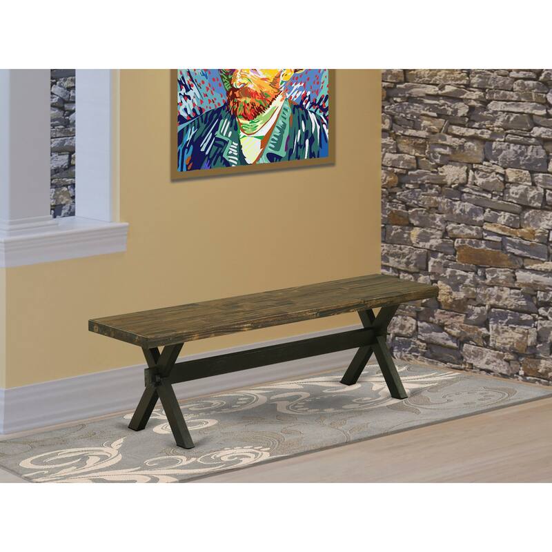 East West Furniture X-Style Modern Dining Room Bench with Wooden Seat ...