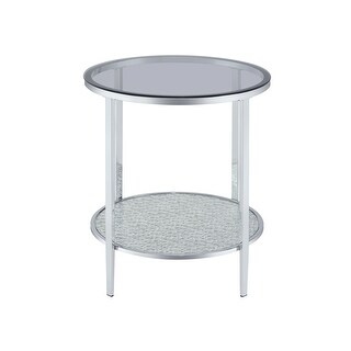 Side Table Silver with Chrome Plated Iron Base - Bed Bath & Beyond ...
