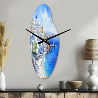 Designart - Santorini Greece serenity - Greece Large Wall Clocks ...