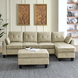 3-Seaters Sofa ,Double-Sided Multi-Functional Footstool,Modular ...