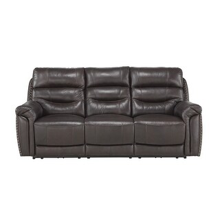 Fabric Split Back Power Recliner Sofa with Nailhead Trim, Dark Brown ...