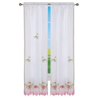 Pink Roses with Vines Lace Drapes - 84" Panel Pair - Bed Bath & Beyond ...