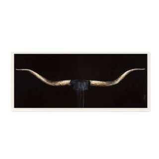 Stupell Bull Horns Shadow Black Brown Animal Painting Wood Wall Art ...