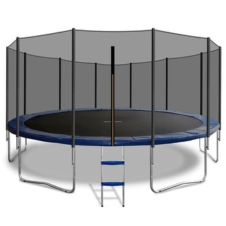 Super Trampoline with 12 poles, 108 Springs with Net & Ladder - 16ft ...