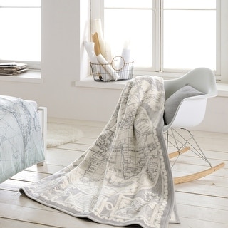 IBENA World Map Plush Jacquard Woven Oversized Throw Blanket - Bed Bath ...