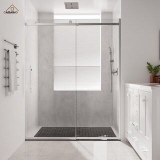 CASAINC 60 in. W x 76 in. H Sliding Frameless Shower Door with SGCC ...