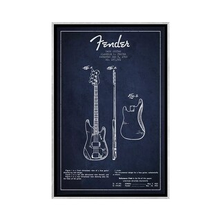 iCanvas "Bass Guitar Navy Blue Patent Blueprint" by Aged Pixel Framed ...