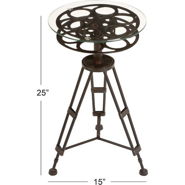 End Table with Tripod Legs & Glass Top, 15"x15"x25", Black - Bed Bath ...