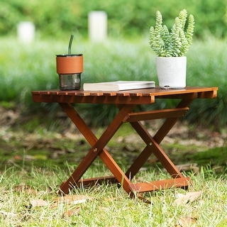 Patio Outdoor Small Folding Table, Side Table,Wood Portable Table - 19. ...