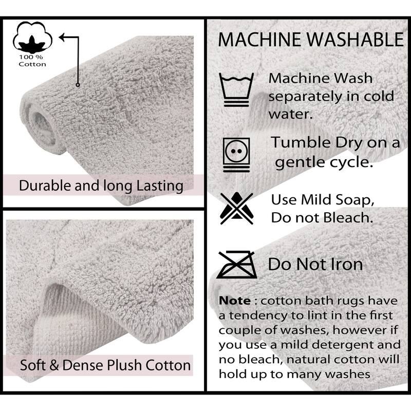 Waterford Collection 100% Cotton Non-Slip Bathroom Rug Set, Machine ...