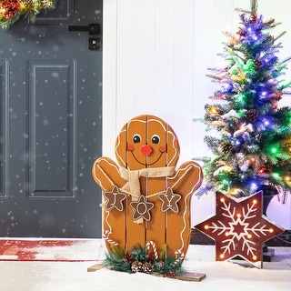 Glitzhome 24"H Wood Gingerbread Man Porch Decor - Bed Bath & Beyond ...