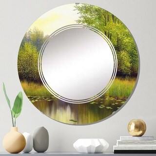 Designart 'Beautiful Summer River Green Landscape I' Printed Country ...