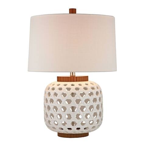 Whitewashed Wood Tone Table Lamp Made Of Ceramic And Metal With A Pure ...
