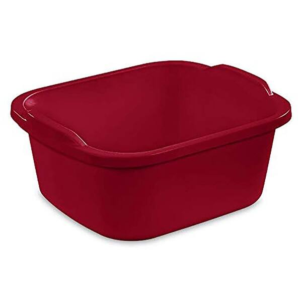 Sterilite Large Multi-Function Home 12-Qt Sink Dish Washing Pan, Red (8 ...