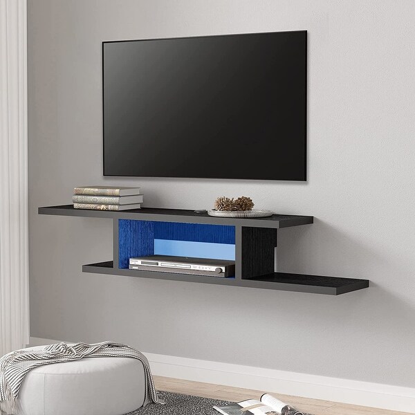 Fitueyes floating tv shelf wall mounted media console entertainment storage shelf modern tv stand board rack ds211801wb store