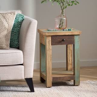 Meader Mango Wood Handmade Distressed Large Side Table by Christopher ...
