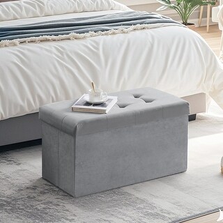VECELO Storage Ottoman Small Foot Stools Foldable Padded Seat for ...